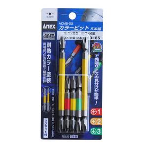 色で先端サイズの見分けが簡単。 赤は＋1、黄色は＋2、緑は＋3、ビット両端部分（先端・後端）は非塗装ですので先端制度が良い。 電動ドライバー装着時に塗装部分が邪魔にならない。 国内で販売されているほとんどの充電・電動・エアードライバー（イン...
