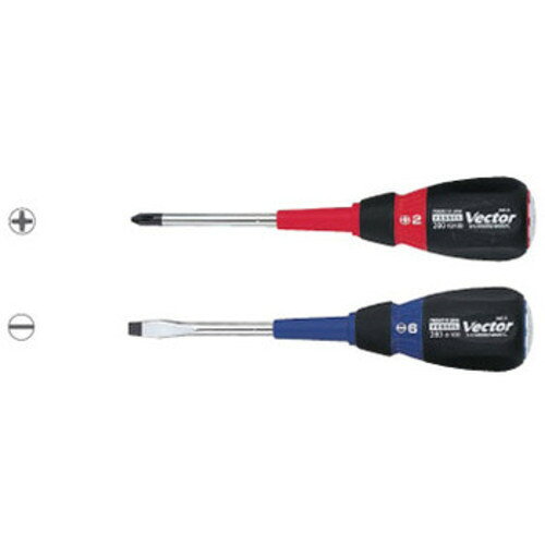 ブランド名 ベッセル 商品名 ベッセル [VESSEL] ベクトル貫通ドライバー No.B-280 +3X150mm 特長 ・刃先の精度を保つブラックポイント加工 ・ネジが吸着できるマグネット入り ・グリップは、サックに入る先細形状 ・押し...