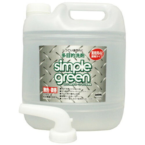 ブランド名 ムラテック 商品名 ムラテックKDS　シンプルグリーン SGC-4L クリスタル詰替用 4L 特徴 ・業務用、ヘビーユーザーにピッタリな4L色 ・匂いなどが問題になる食品工場や業務用全般に適した、無色透明の 　シンプルグリーンで...