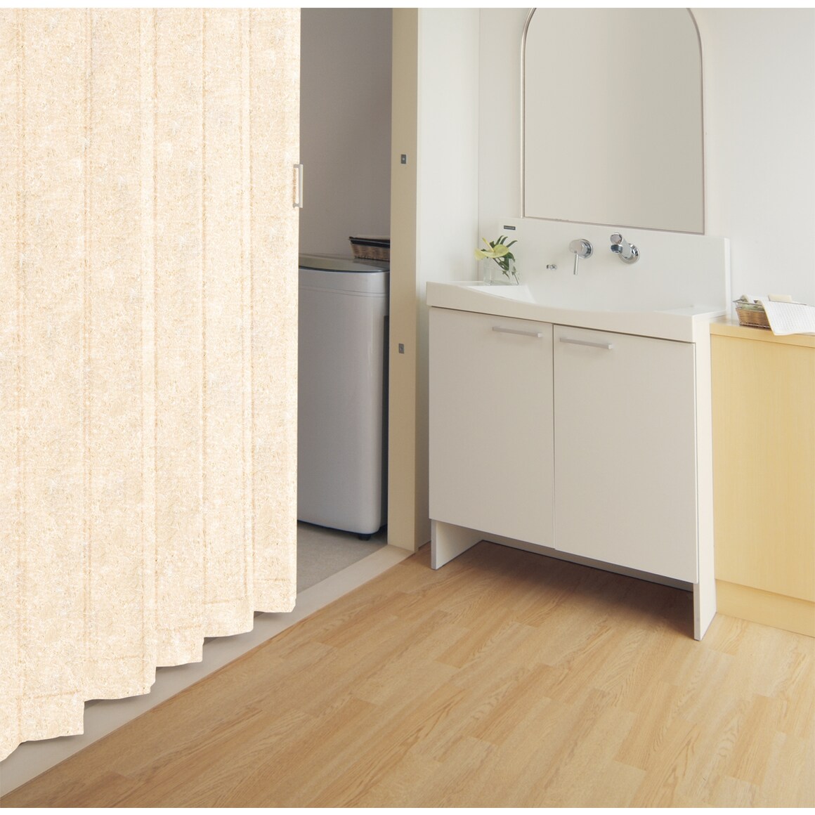 仕様 寸法：W100×H178cm レール長さ：100cm　※レールは全て1本物(ジョイント無し) 付属品：レール×1本、マグネット吸着板×4個、取付けネジ×9本 商品説明 フィルム色はベーシックなベージュベースの土壁調。 スライドランナー...