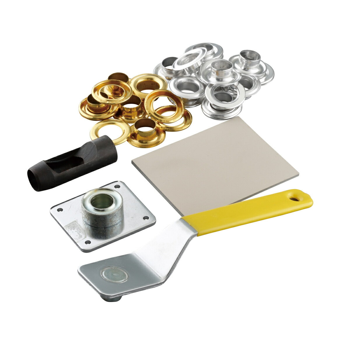 仕様 セット内容:穴あけポンチ、ポンチ用下敷き、アルミハトメ10組、真鍮ハトメ5組 サイズ:12mm/#28 厚さ上限:3.5mm 製品サイズ(mm) 幅×奥行×高さ:250×95×25 製品重量(g) 240 商品説明 セパレートタイプの...