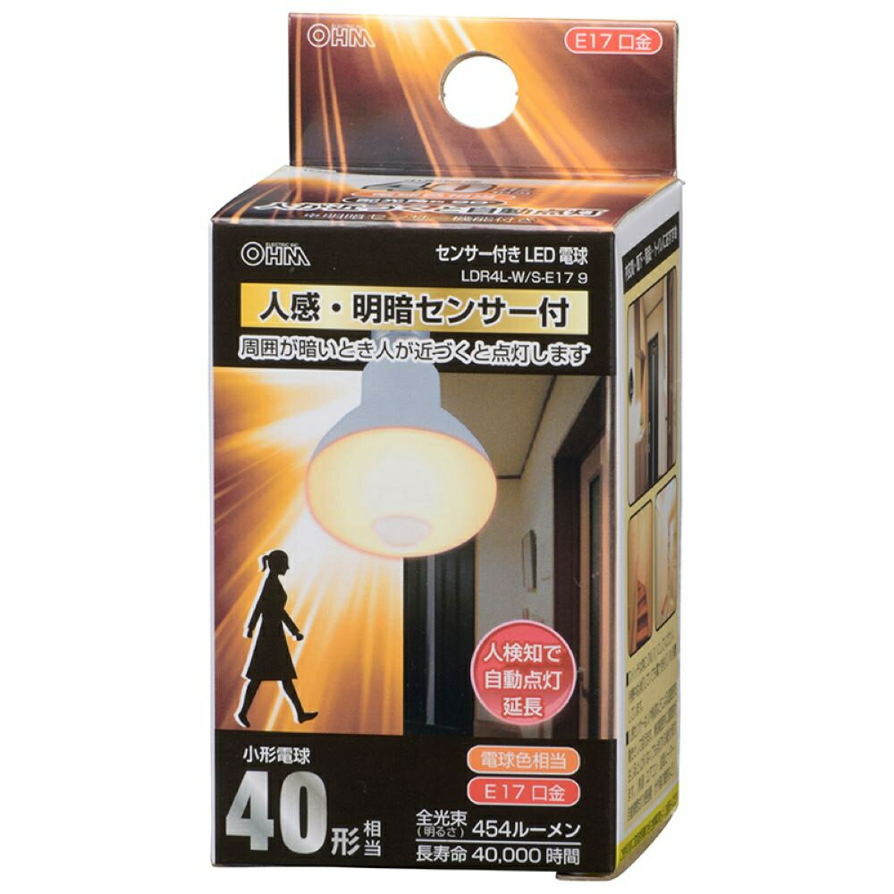 仕様 電球色・口金E17 寸法:(全長)77mm、(最大径)50mm 定格消費電力:4.3W 待機時消費電力:0.1W 全光束:454ルーメン エネルギー消費効率:105.6ルーメン/W 平均演色評価数:Ra82 定格寿命:40000h 屋...