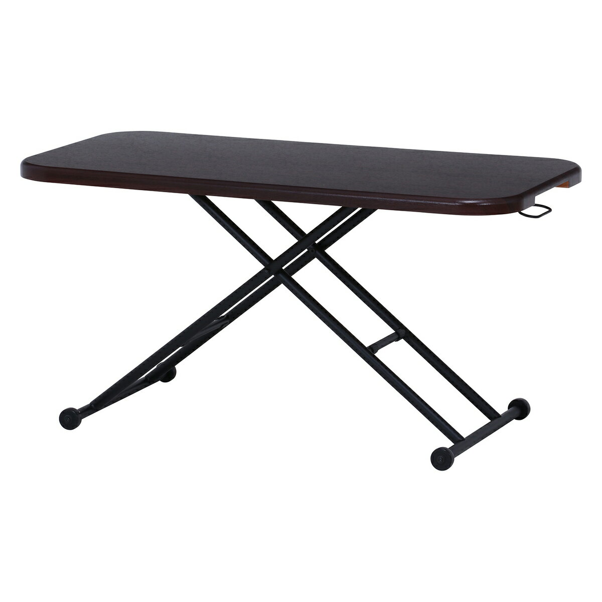 仕様 カラー:ブラウン 製品サイズ:幅1200-1250×奥行600×高さ120-700mm 耐荷重(天板):15kg 天板サイズ:1200×600×厚み35mm 折りたたみサイズ:1250×600×120mm 材質:甲板の表面材/プリント...