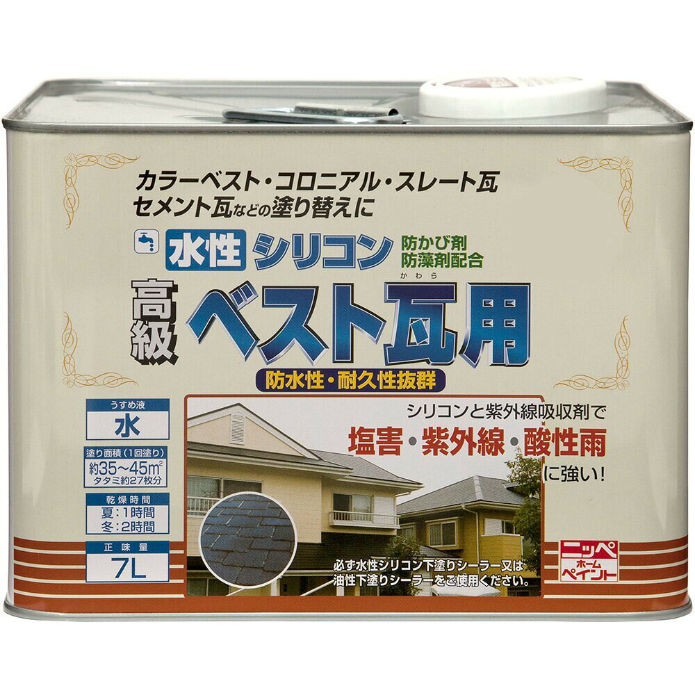 仕様 内容量:7L 性質:水性 仕上がり:つやあり 塗り面積(1回塗り):約35~45平方メートル(タタミ約27枚分) 乾燥時間:約1時間/30℃(塗り重ねる時は4時間以上)、約2時間/5℃(塗り重ねる時は4時間以上) うすめ液・用具のお手...