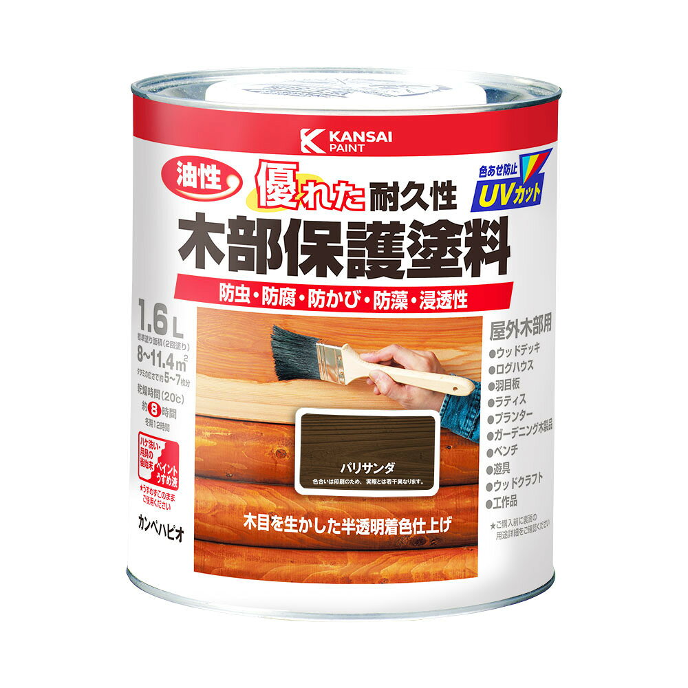 仕様 内容量:1.6L 性質:油性 塗り面積(1回塗り):8~11.4平方メートル(タタミ約5~7枚分) 乾燥時間:20℃/約8時間(塗り重ね2時間以上) 、冬期/約12時間(塗り重ね2時間以上) 用具のお手入れ:ペイントうすめ液(使い終え...