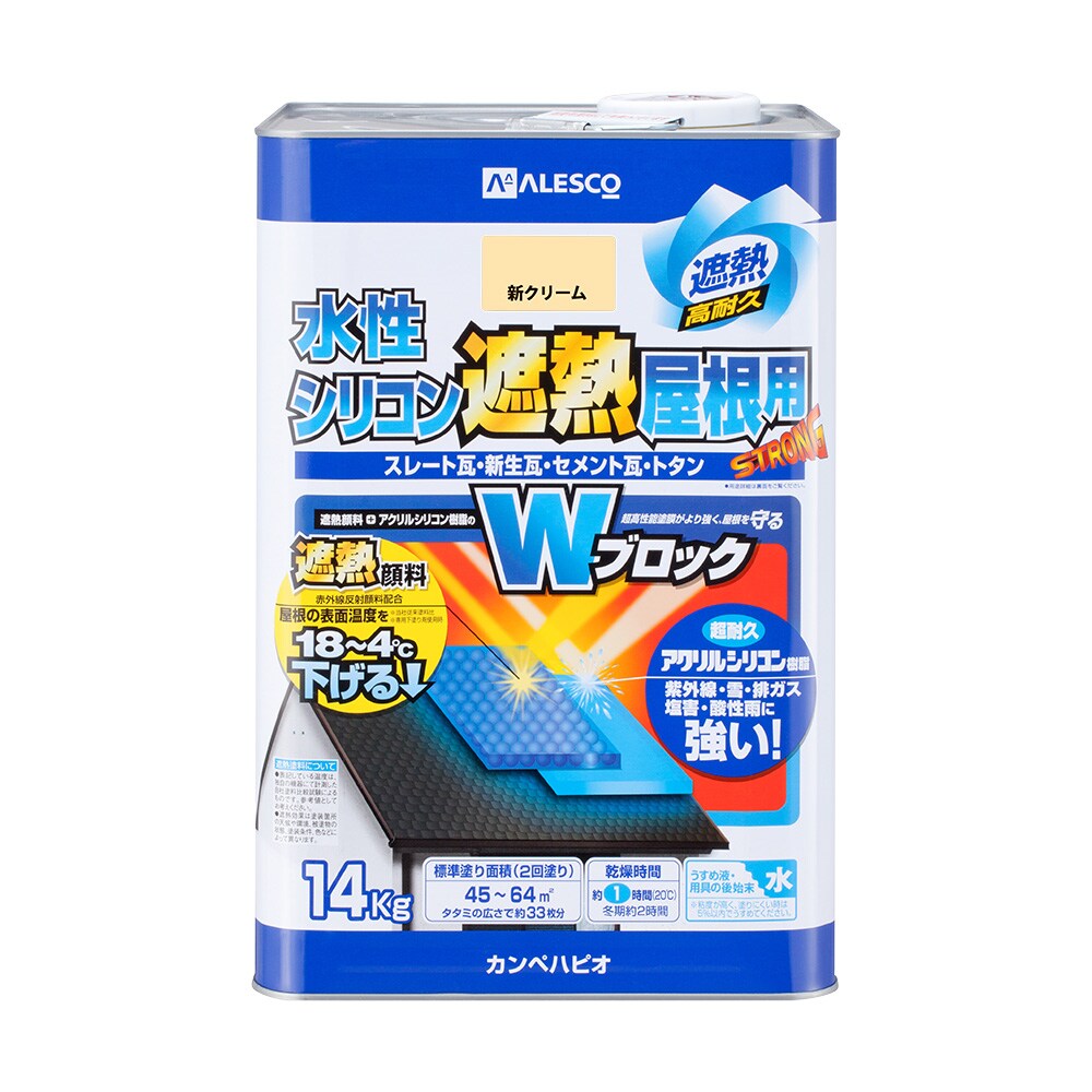 仕様 容量:14kg 乾燥時間:約1時間(気温20℃)、冬期/約2時間 ※塗り重ねる時は4時間以上(気温20℃) 、冬期は6時間以上 塗り面積(2回塗り):45~64m2(畳約33枚分) 製品サイズ(mm) 幅×奥行×高さ:238×238×...