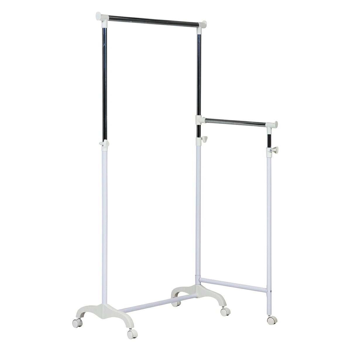 仕様 カラー:ホワイト 製品サイズ:幅855×奥行370×高さ1115-1870mm 耐荷重(本体部分):20kg 耐荷重(拡張部分):10kg パイプ直径:25mm 素材:構造部材/金属(鋼)、表面加工/エポシキ樹脂塗装,めっき(クロム)...