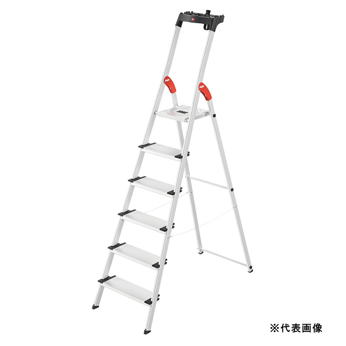 仕様 天板高さ:0.85m 踏ざん踏面幅:130mm 最大使用質量:150kg EN131(欧州規格)適合品 製品サイズ(mm) 幅×奥行×高さ:450×850×1460 製品重量(g) 4400 商品説明 上枠付きで最上段も安定感抜群。 ...