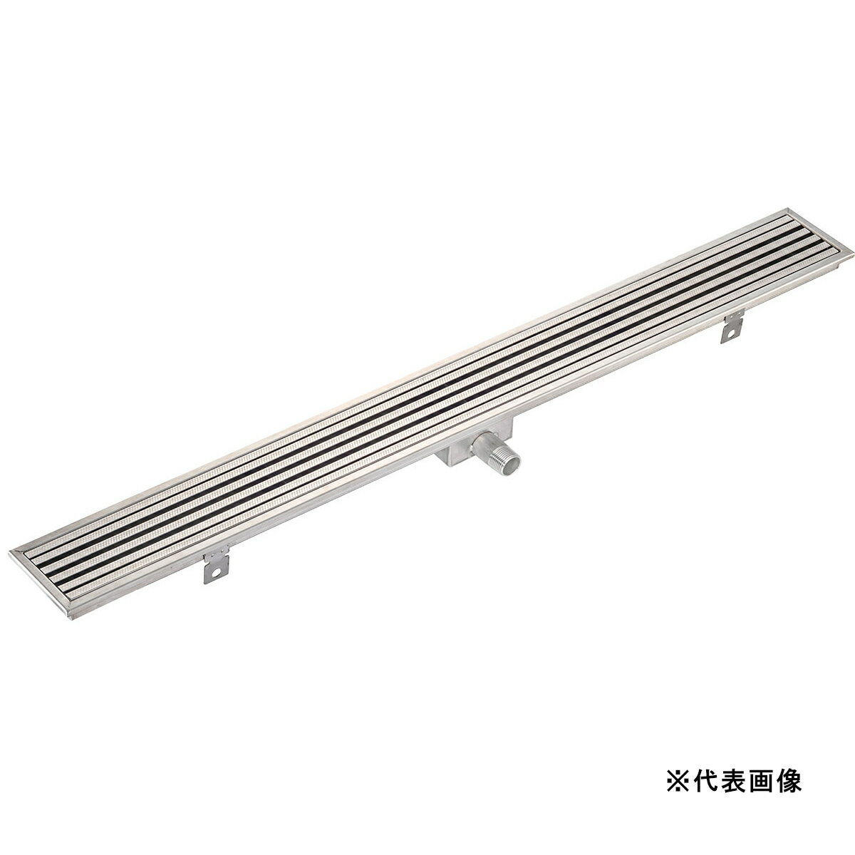 仕様 中央排水仕様 本体サイズ:幅94mm×長さ594mm フォーミングTバー(Lタイプ/高さ20mm) 排水ボックス材質:(本体)SUS304 HL、(排水口/ストレーナー/アンカー)SUS304 ※排水口/20Aニップル グレーチング材...