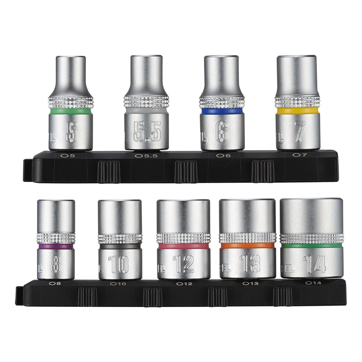 仕様 用途:市販のソケットハンドルに取り付けて六角ボルトの締め付け、緩めの際に 差込角:6.35mm(1/4インチ) 全長:25mm セット内容:ソケット(6.35mm角)H5/H5.5/H6/H7/H8/H10/H12/H13/H14×2...