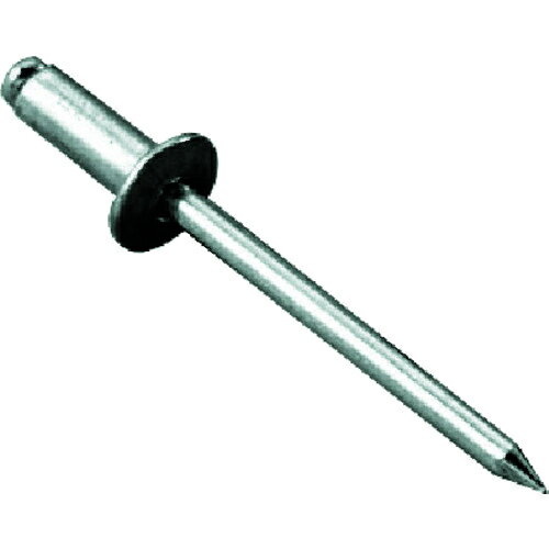 仕様 RoHS指令適合品 入数(本):1000 材質:リベット本体(フランジ)/アルミニウム(A5154)、マンドレル(シャフト)/スチール(炭素鋼) サイズ(mm):リベット径/4.8、リベット長/7.6、フランジ径/9.6、かしめ板厚/...