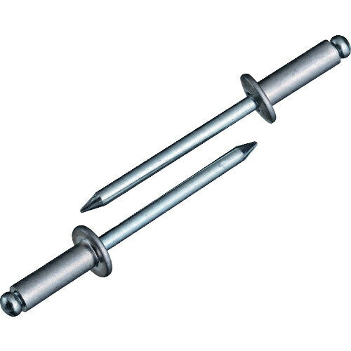 仕様 入数(本):50 サイズ(mm):リベット径/4.0、リベット長/12.2、フランジ径/8.0、かしめ板厚/4.8~8.0、下穴径/4.1~4.2 せん断強度(N):1550 引張強度(N):2200 材質:ボディ/アルミニウム(A5...