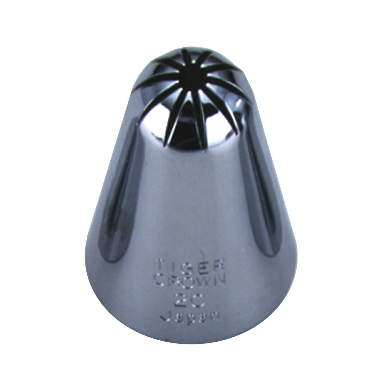 仕様 用途:デコレーションや生地の絞りの際に 口先の形状:花(10切) 先端(約):φ15mm 材質:真鍮、(表面処理)クロムメッキ 製品サイズ(mm) 幅×奥行×高さ:26×26×38 製品重量(g) 4 商品説明 デコレーションや生地の...