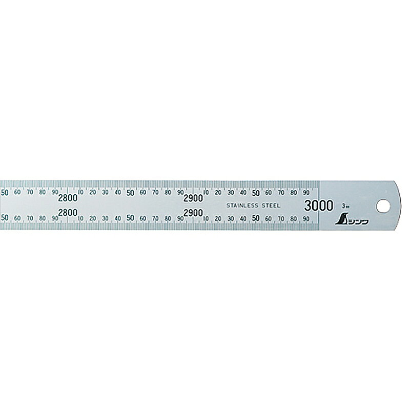 仕様 目盛ピッチ:(上段)10cmまでは0.5mmピッチ,他は1mmピッチ、(下段)1mmピッチ 長さの許容差:±0.50mm ※温度20℃を基準とする 材質:ステンレスSUS304 製品サイズ(mm) 幅×奥行×高さ:40×3065×3 ...