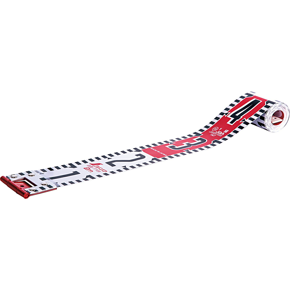 仕様 テープのサイズ(全長×巾×厚さ):2000×60×0.65mm 目盛の(表面)縦数字/両サイド目盛/20cm赤白/5mm単位 (裏面)横数字/片サイド目盛/1m赤白/5mm単位 標準張力:50N 長さの許容差:±(1.2+0.8L)m...