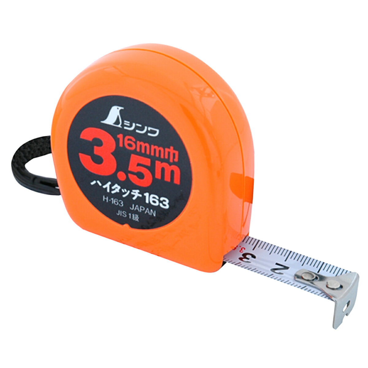 仕様 テープ(テープ長さ)3.5m、(テープ巾)16mm 規格:JIS1級 0点補正移動爪付 ストラップ付 材質:本体/ABS樹脂、テープ/炭素工具鋼(SK) 製品サイズ(mm) 幅×奥行×高さ:57×57×32 製品重量(g) 128 商...