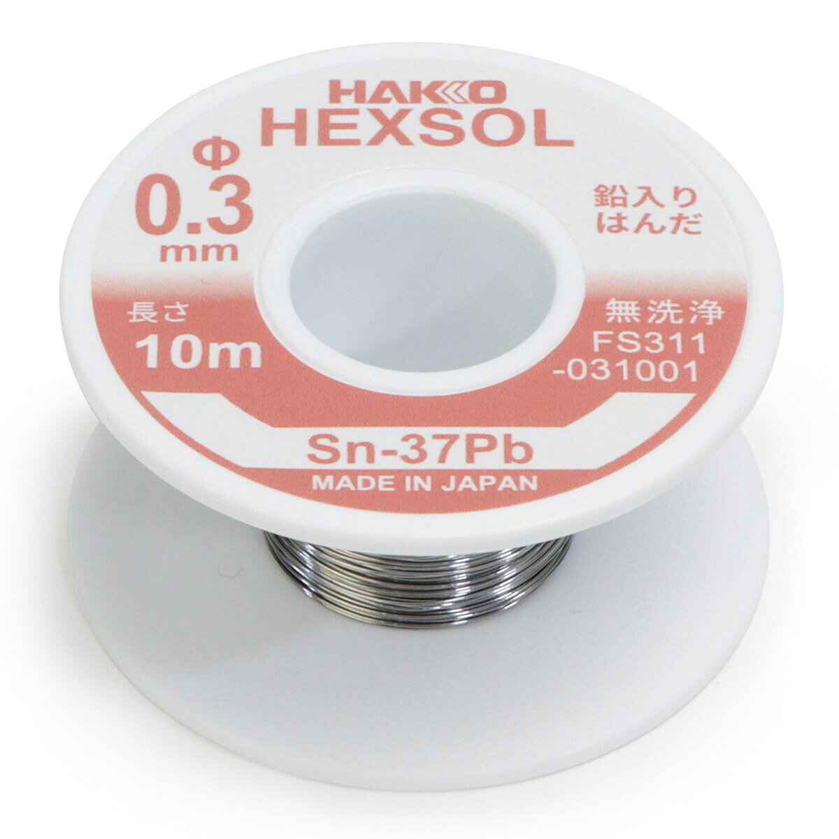 仕様 用途:電子部品のはんだ付けに サイズ(約):φ0.3×10m 組成:スズ63％、鉛37％ フラックスの有無:あり(ROM1) 融点:183℃ 製品重量(g) 2 商品説明 電子部品のはんだ付けにご利用いただく鉛入りはんだです。 スッと...