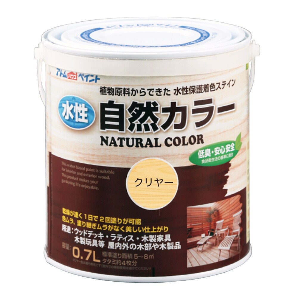 仕様 色:クリヤー 容量:0.7L 用途:木部着色ステイン 硬化時間:夏期/約4時間、冬期/約6時間 塗り回数:2回 使用後の手入れ方法:水 危険物の品名:非危険物 塗り面積:約5~8平米 商品説明 植物原料からできた安全性の高い木部着色ス...