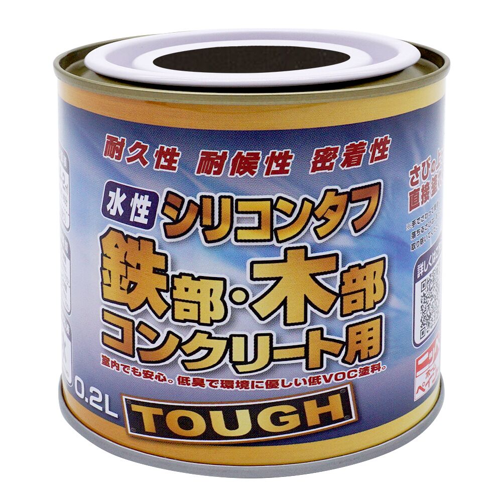 仕様 色:ブラックチョコレート 容量:0.2L 乾燥時間:夏(30℃)/約1時間、冬(10℃)/約2時間 塗り面積:1.4~2平方メートル 商品説明 用途:鉄部・木部・モルタル・コンクリートなど。 シリコンアクリルエマルションつやありペイン...