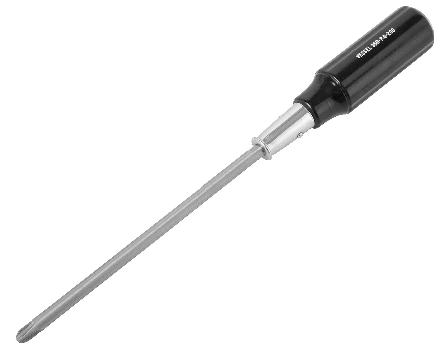 仕様呼称：＋4×200軸長：200mm軸径：9.0mmグリップ径：36mm全長：355mm環境対策ECO・Cr-Vsteel木柄貫通型・大型ナット付 生産国日本 普及型として広く愛用されている木柄ドライバ−。 刃先はショットブラスト仕上。 ...
