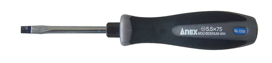 仕様先端サイズ：−5．5（ヤスリ処理）軸長：75mm軸径：5．5mm全長：175mmハンドル最大径：29mm軸部表面処理：クロ−ムメッキ処理（先端ブラックタイプ）軸部：ヤスリ形状、根本リボルバ−付、貫通型底部座金付ハンドル色：インナ−グレ−...