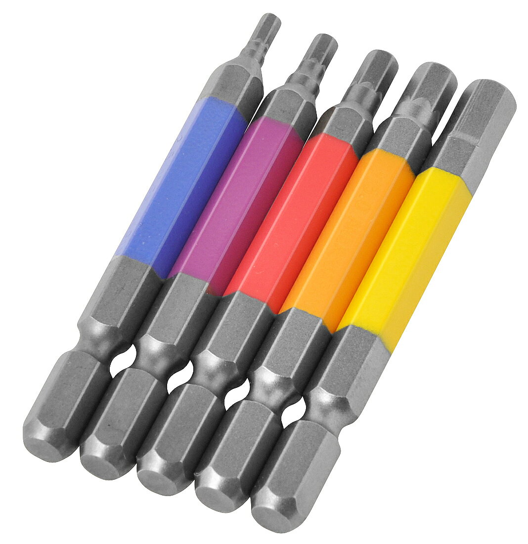仕様六角軸：6．35mm全長：65mmセット内容：2．5mm/3mm/4mm/5mm/6mm注意：必要以上の力をかけての使用は破損の原因になりますので充分ご注意ください。割れ・欠けの異常が認められた場合は使用しないでください。ドライバ−ビッ...