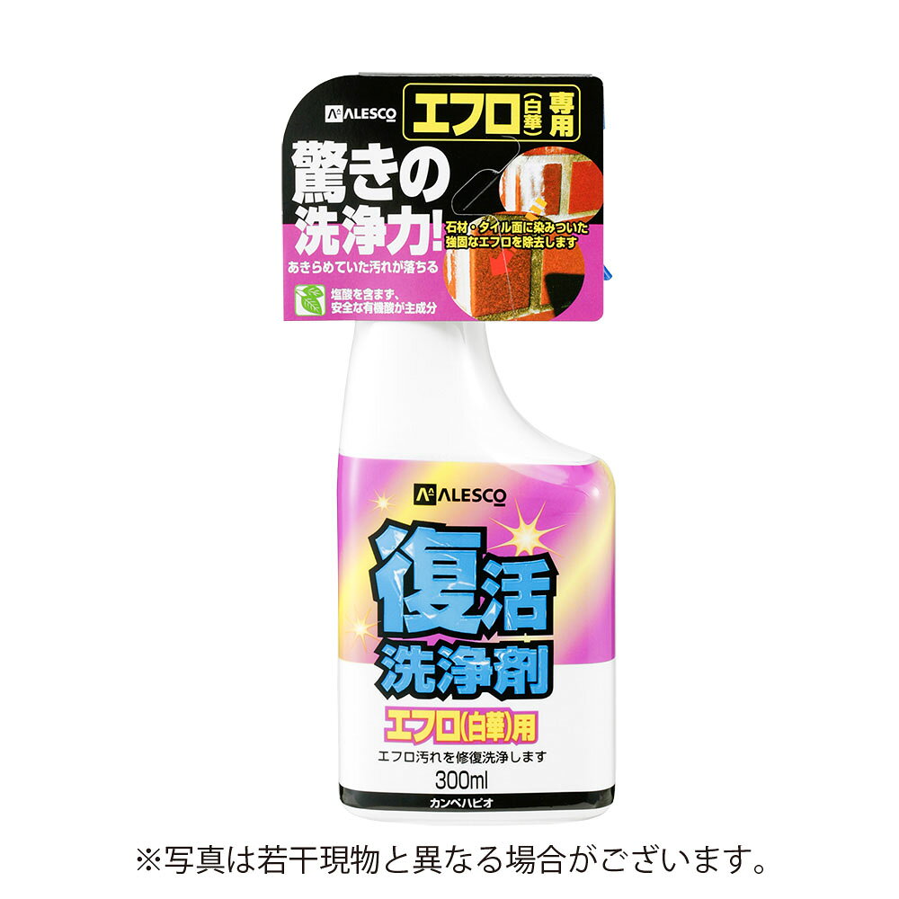 ※画像は代表画像となります。予めご了承下さい。 ブランド名 カンペハピオ 商品名 復活洗浄剤　エフロ[白華]用　【300ml】　 特長 石材・タイル面のエフロ[白華]を 溶解除去します。 ■石材・タイル面に染みついた強固なエフロを除去します...