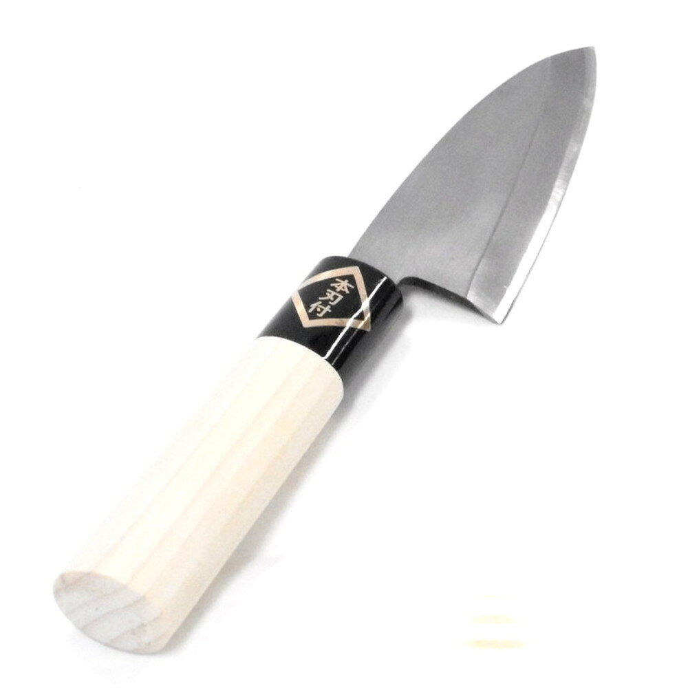 仕様 用途:魚、肉向けの包丁 刃渡り:90mm 柄長:73mm 刃形状:片刃 研ぎ直し:可能 食器洗浄機:使用不可 サビ防止方法:汚れや水分を拭き取り保管 柄交換可能 製品サイズ(mm):縦200×横19×高さ35 製品重量(g):72 商...