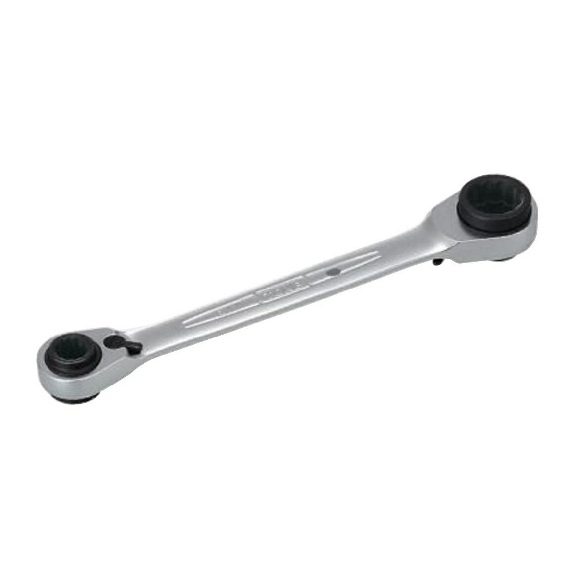 仕様 対応サイズ:12・13・14・15mm 全長:190mm 高さ(最大):18mm 質量:145g 商品説明 1本で4つのサイズに対応可能。サイズ交換の手間が少なく、作業効率がアップします。 本体は薄くストレート形状になっており、奥まっ...