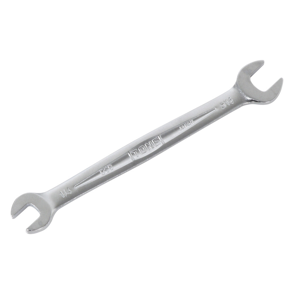 仕様 二面幅寸法(インチ):1/4×5/16 用途:インチサイズのボルト・ナット廻しに タイプ:両口インチサイズのスパナ 製品サイズ(mm) 縦×横×高さ:111×4×17 製品重量(g) 21 商品説明 二面幅寸法インチサイズのスパナです...