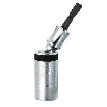 仕様 用途:狭い場所でのボルト、ナットの着脱に 対辺寸法:17mm 対辺部形状:12角サーフェイス ボルト、ナット対辺寸法:M10、W3/8 首振り角度:30° 軸部サイズ:6.35mm 軸部圧入式 18V対応 保証トルク:75Nm 製品サ...