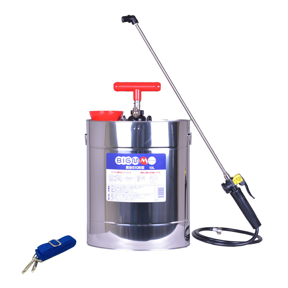 仕様 用途:除草剤散布に 型番:S10B型 付属品:ノズルパイプ、噴霧一頭口、自在噴口、肩掛けバンド、コック付ホース 最高圧力:0.8MPa ノズル長:49cm 吐出ホース長:1m タンク容量:10L 製品サイズ(mm) 430×290×1...