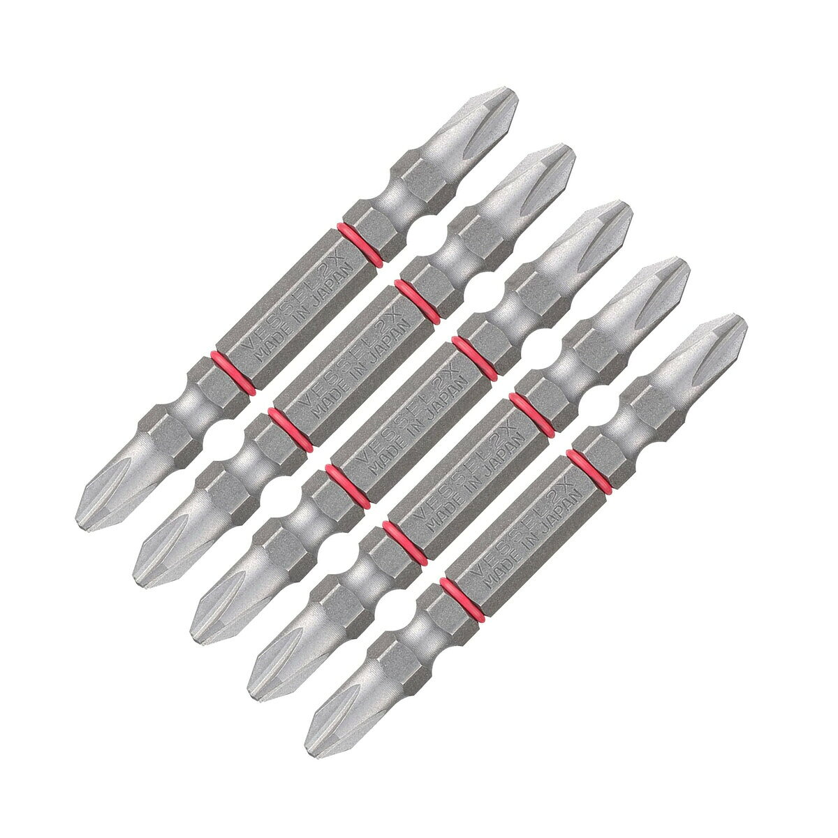 仕様 用途:ビスの締め、緩め作業に 入数:5本 六角軸径:6.35mm 最高硬度:HRC62 刃先:+2 全長:65mm 両頭 商品説明 階段の踏み板のクサビ固定や、カーテンレールの取り付け等に向いてます。 狭い場所、打ちづらい場所への打ち...