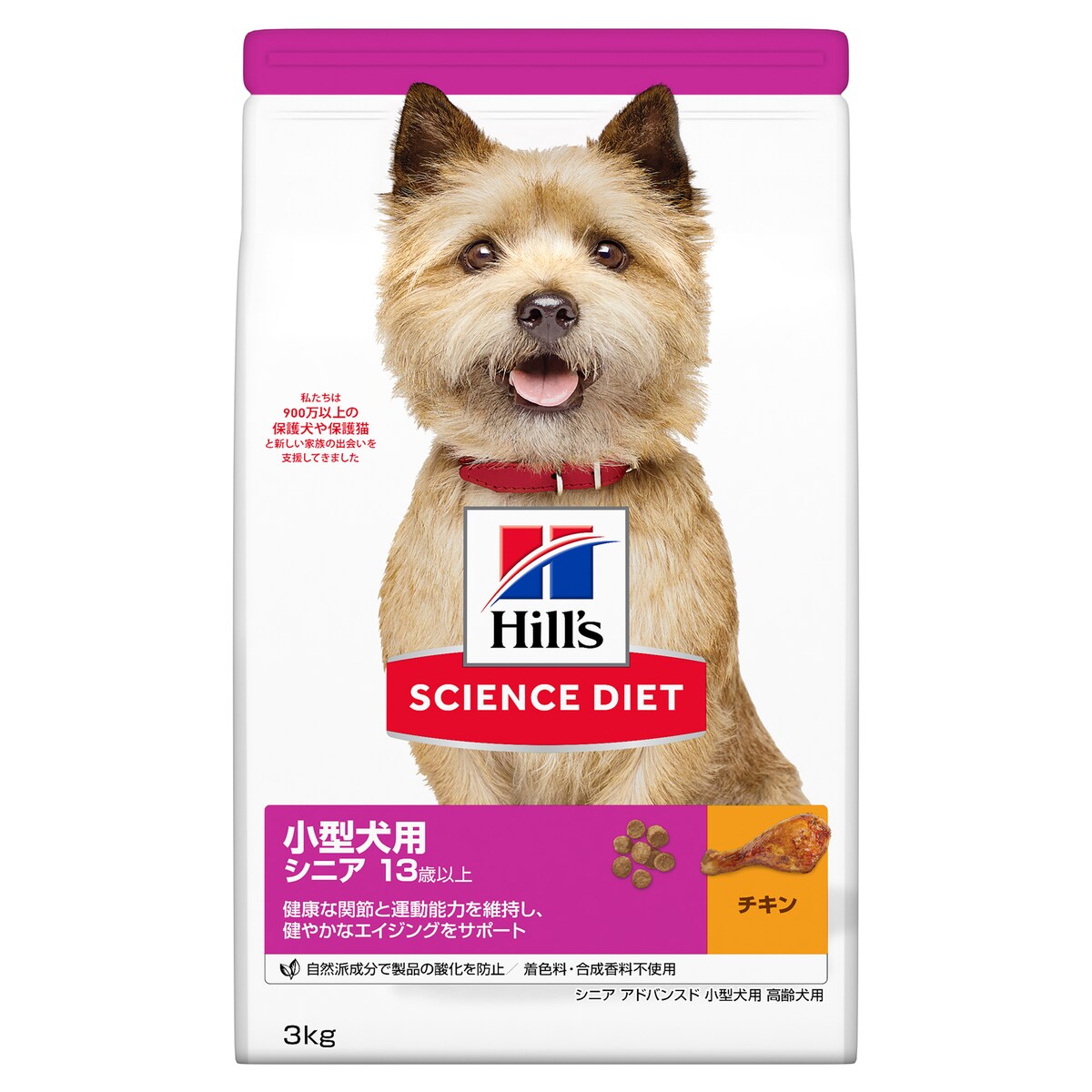 仕様 対象:小型犬(13歳以上) 内容量:3kg 賞味期限:製造日より600日 給与方法:パッケージ記載の表を目安に、1日1回~数回に分けて与えてください。 原材料名:トリ肉(チキン、ターキー)、トウモロコシ、小麦、米、玄米、大麦、オート麦...