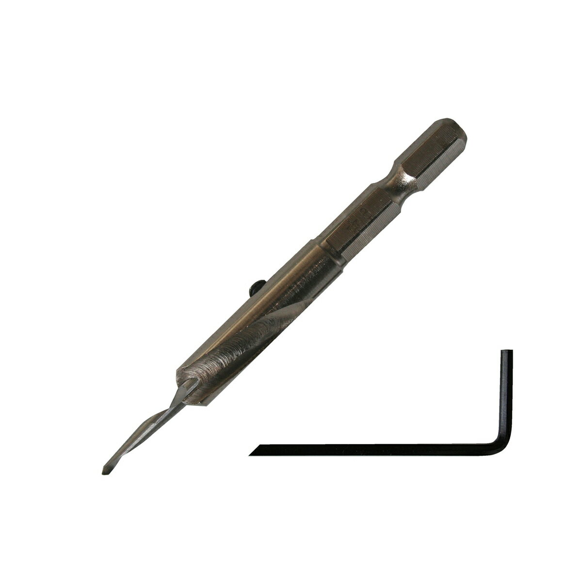 仕様 用途:ビスの下穴あけ、皿取作業に 付属品:六角レンチ×1 適応機種:インパクトドライバー14.4V以上、ドリルドライバー14.4V以上、電気ドリル 適正回転数:3,000回転/分以下 六角軸径:6.35mm 下穴サイズ:3mm 皿取サ...