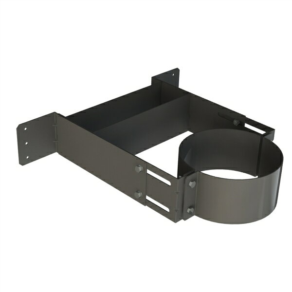 仕様 対応径:φ200mm(二重煙突φ150mm) 材質:ステンレスSUS304 材厚:2.0mm 取付穴:φ6mm×6個 塗装:黒耐熱 商品説明 煙突を強力に支持する壁面取付金具です。 離隔距離はある程度調整が可能です。 ※注意:取付用の...