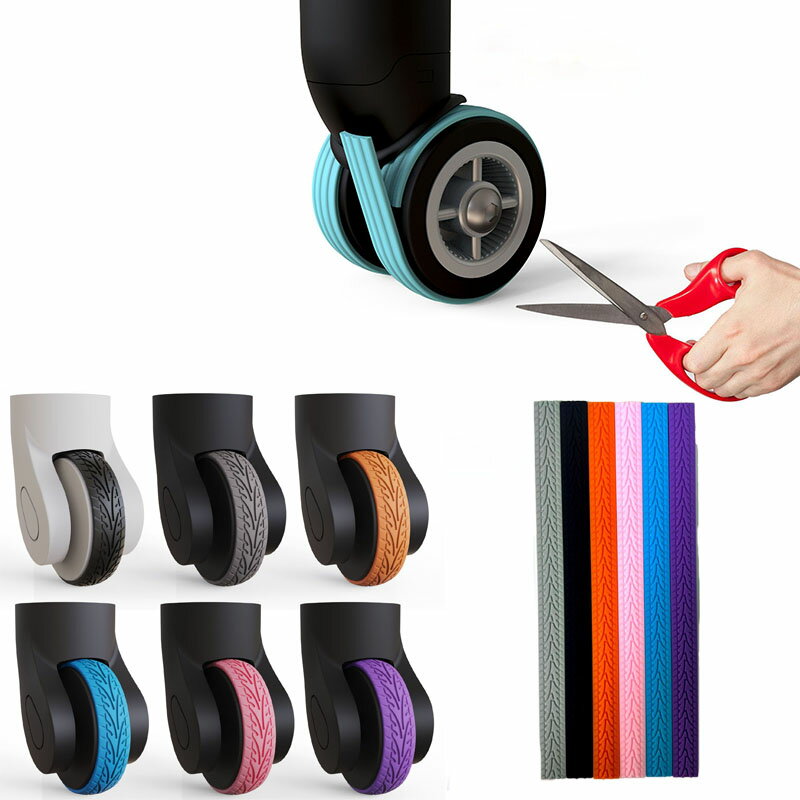 【商品番号】y758417 【カラー】ブラック、グレー、オレンジ、ブルー、ピンク、パープル 【製品仕様】サイズ：20×1.2×0.25 cm /パッケージ内容：キャスターカバー×8本 【シングルキャスターとダブルキャスターに対応】 本商品は...