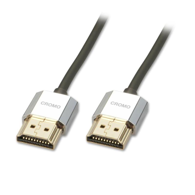 LINDY クロムデザイン イーサネット対応 ハイスピード HDMI スリムケーブル【極細設計】直径3.2mmのスリムなHDMIケーブルで、薄型テレビや狭いスペースの配線に最適【超小型コネクタ】コンパクトな19 x 16 x 7mmコネクタ...
