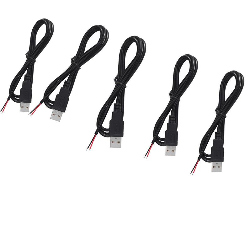5本USB 2.0 延長 ケーブル 充電用 2芯ケーブル オス USB電源 100cm 3A 5V USB 2.0 切りっぱなし用途】: USB 2.0、USB A メスソケット/オスプラグ。 赤線: プラス、黒線: マイナス。 このケーブ...
