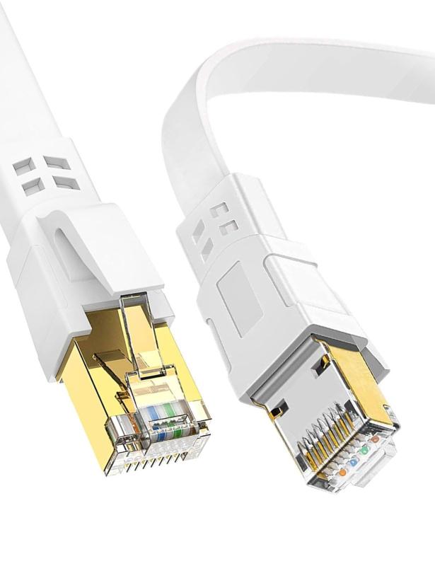 ISHU LANケーブル CAT8 カテゴリー8 ギガビット高速通信 スリムフラットケーブル 業務用 40Gbps 2000MHz RJ45 純銅製金メッキ端子