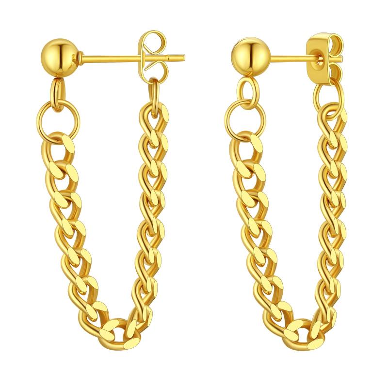 FindChic レディース ピアス チェーンピアス メンズ サージカステンレス アレルギー対応 スタッドピアス 揺れる 両耳 韓国系 男女兼用 アクセサリー 19G 片耳1.55g耳元に綺麗なワンポイント：チェーンモチーフでスタイリッシュ...