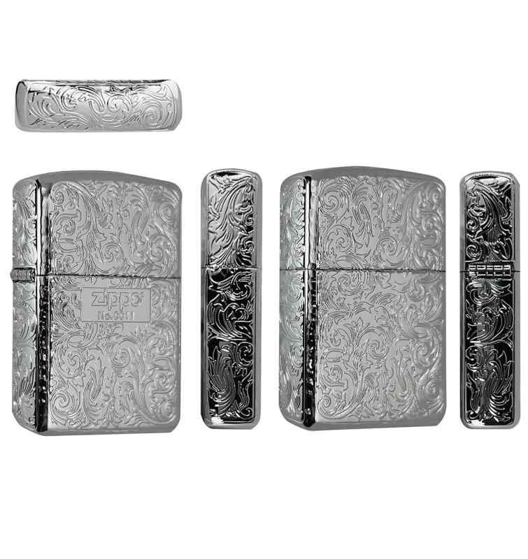 ZIPPO(ジッポー）162GI-luxury1 【高級BOX付き】アーマー 唐草加工：5面加工（エッチング金いぶしメッキ＋リューター＋シリアル）付属品：書・専用ベロアBOX