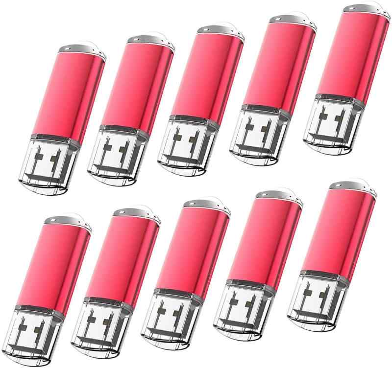 KOOTION USBメモリ10個セット USB2.0 マイクロUSBフラッシュドライブ キャップ式 レッド 10個セット フラッシュメモリ（赤色）