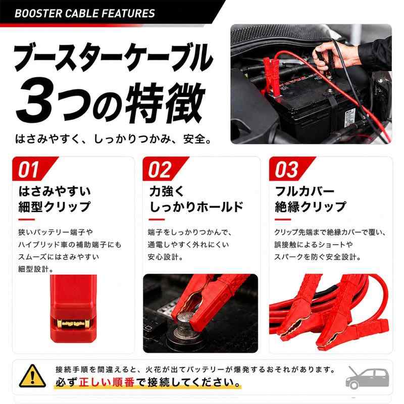 AUG(アウグ) ブースターケーブル 軽自動車 ~ 中型乗用車 ハイブリッド車 HV車対応 自動車用工具