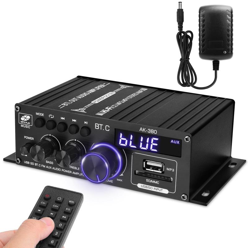 パワーアンプ Hifi ステレオ 2.0 チャンネル 2X20W オーディオアンプ デジタルアンプ 小型、低音および高音コントロール ホームシアタースピーカー用クリアな音質: 弊社の2.0チャンネルスピーカー アンプで、力強い2 x 20W...