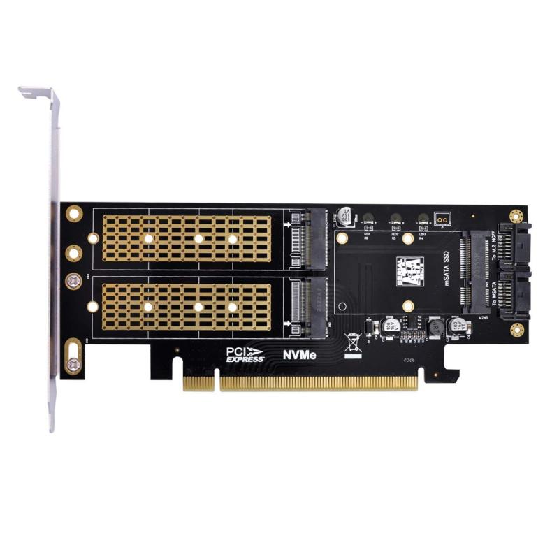 xiwai PCI Express PCI-E 3.0 &amp; デュアルSATA - NGFF NVME MSATA M-Key B/M-Key SSDカードアダプター 3in1PCI Express PCI-E 3.0 &amp; デ...