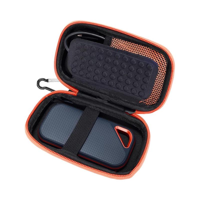 sandisk ssd 外付けケース サンディスク sandisk ssd 1tb 専用保護収納携帯用 ハード キャリング ケース 耐衝撃 撥水 専用収納ケース (オレンジブラック)【完璧にフィット】SanDisk SSDおよび付属品を一か...