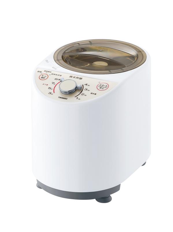 ツインバード コンパクト精米器 ホワイト MR-E500Wサイズ:195×265×235mm本体重量:3.1kg素材・材質:フタ:AS、本体/ダイヤルノブ:ABS、精米カゴ:SUS、ぬかボックス:PP原産国:中国玄米用計量カップ×1電源方式...