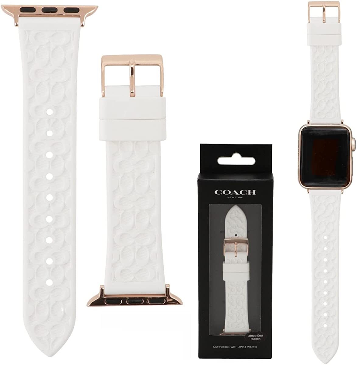 商品情報品番14700041カラーストラップ:White ホワイト / バックル金具:ローズゴールドーサイズベルト幅：約2.0cm対応機種38mm/40mm/41mmケース用 Apple Watch対応 素　材ストラップ:シリコンラバー(シ...