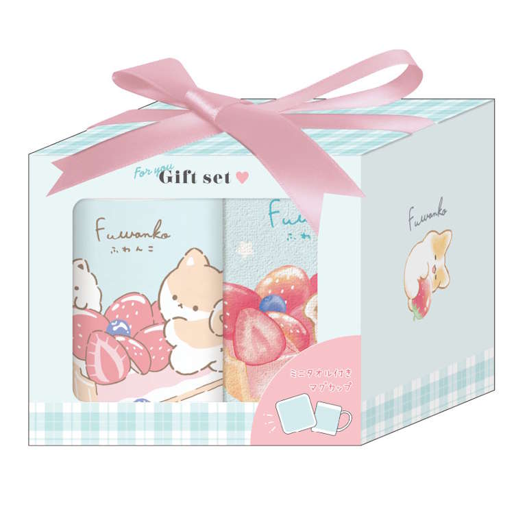 商品仕様【本体サイズ】マグカップ：約H95×直径80mm　　　　　ミニタオル：約H200×W200mm【パッケージサイズ】約H105×W117×D95mm【素材】マグ：磁器　タオル：綿・ポリエステル【生産国】中国※製品の性質上、多少の色むら...